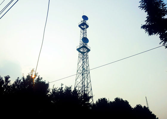 60m Tubular Steel Tower For Telecommunication , 3 Legged Self ...