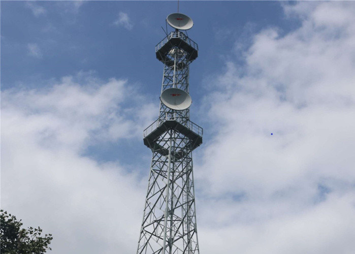 90M 4 Legged Angle Stee Mobile Telecom Tower , HDG Self Supporting ...