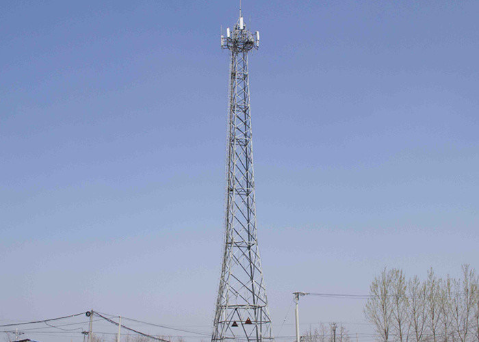 100M Communication Network Angle Steel Telecommunication Tower , HDG ...