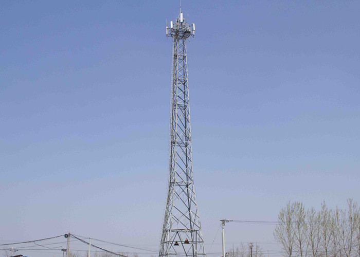 100M Communication Network Angle Steel Telecommunication Tower , HDG Self Supporting ...