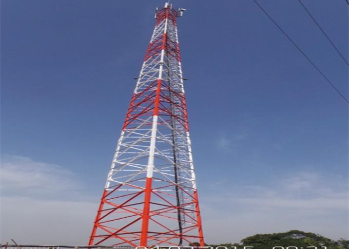 70m GSM Telecom Steel Tower Galvanized Steel Bar 3 Legged Angle Structure